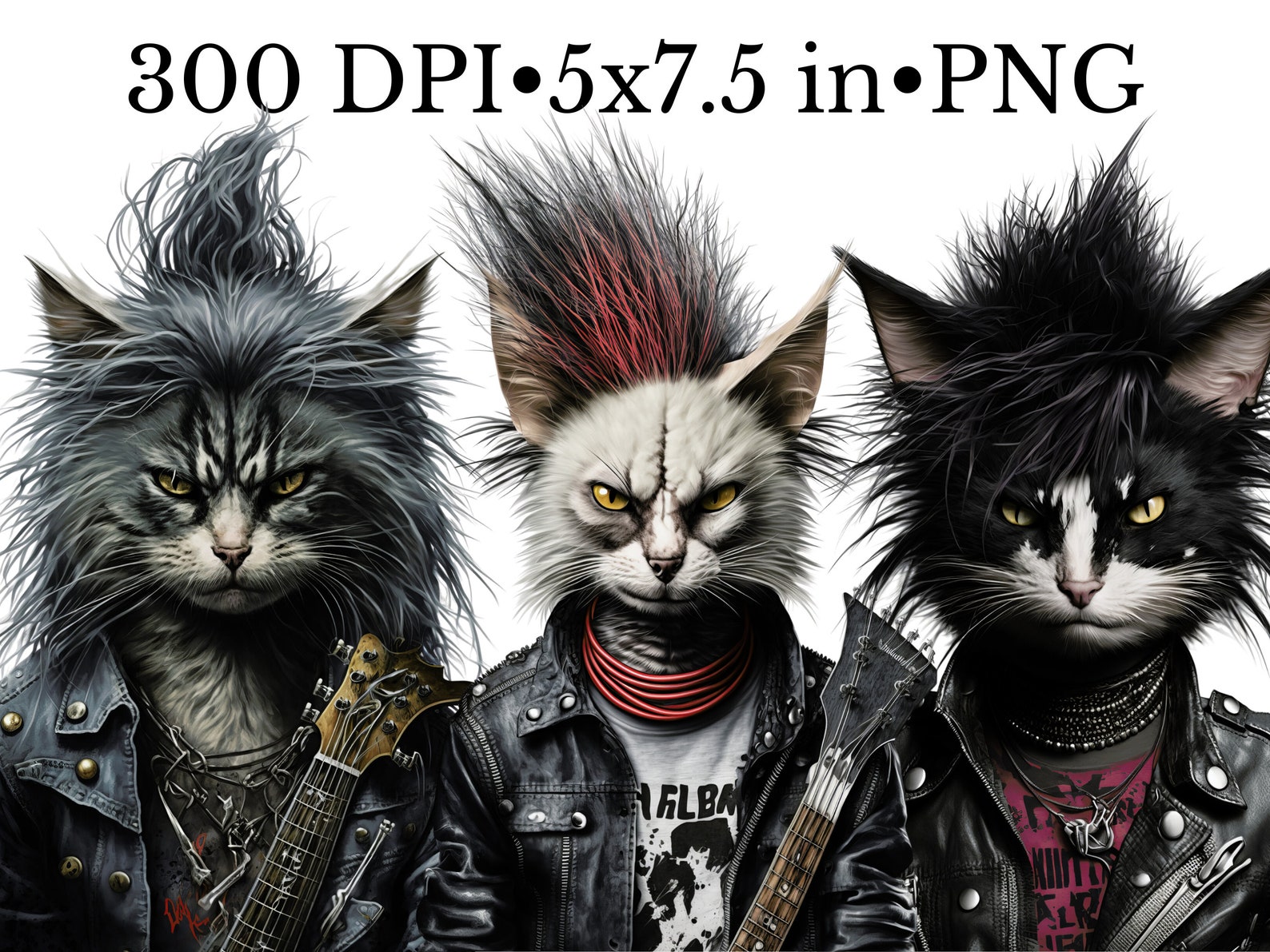 Rockstar Cat Clipart Bundle Watercolor Art Human Animal PNG - Etsy