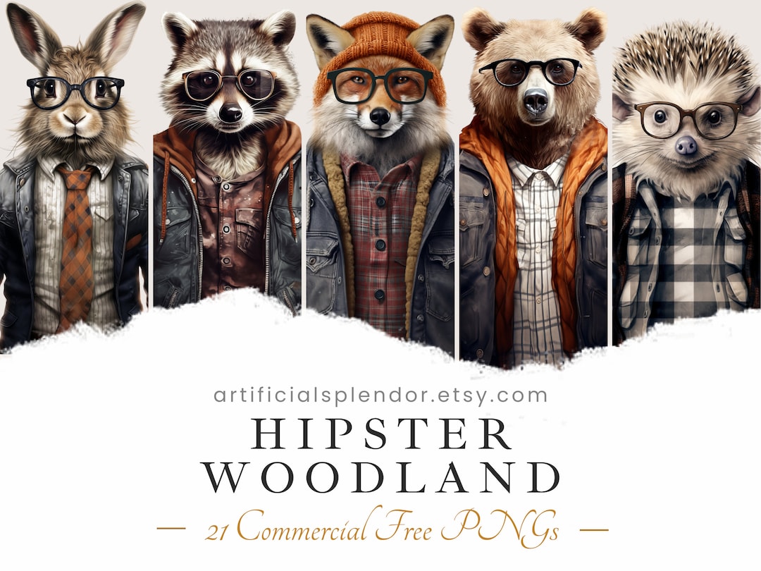 Hipster Woodland Animal Clipart Bundle Watercolor Forest Animal Art PNG ...