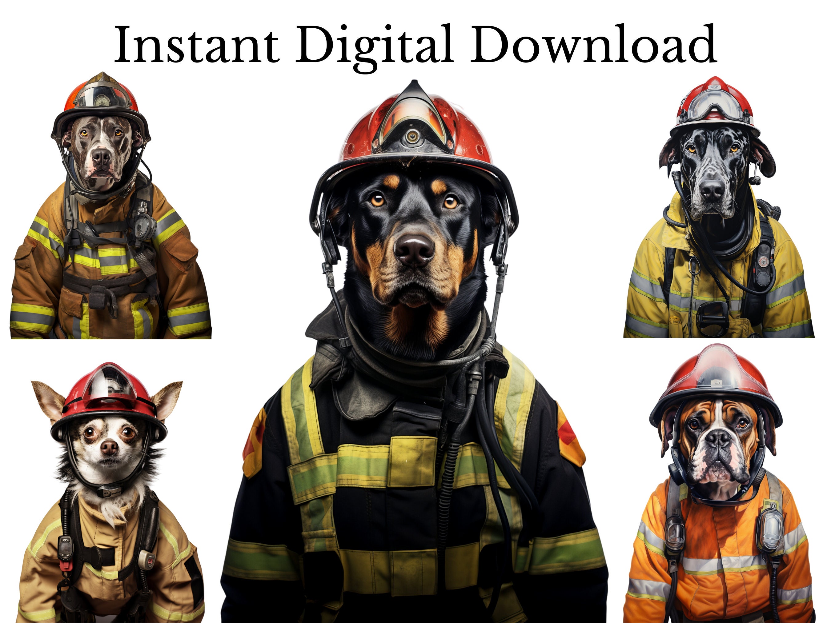 Firefighter Dog Clipart Bundle, Free Commercial Use, Fireman Dog ...