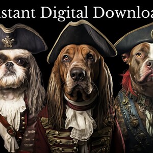 Pirate Dog Clipart Bundle, Watercolor Art, Human Animal PNG, Digital ...
