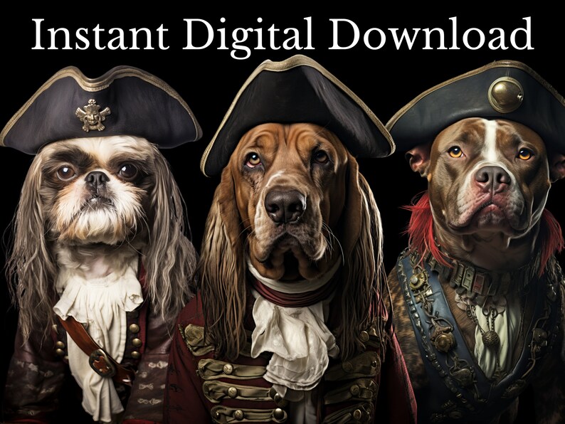 Pirate Dog Clipart Bundle, Watercolor Art, Human Animal PNG, Digital ...