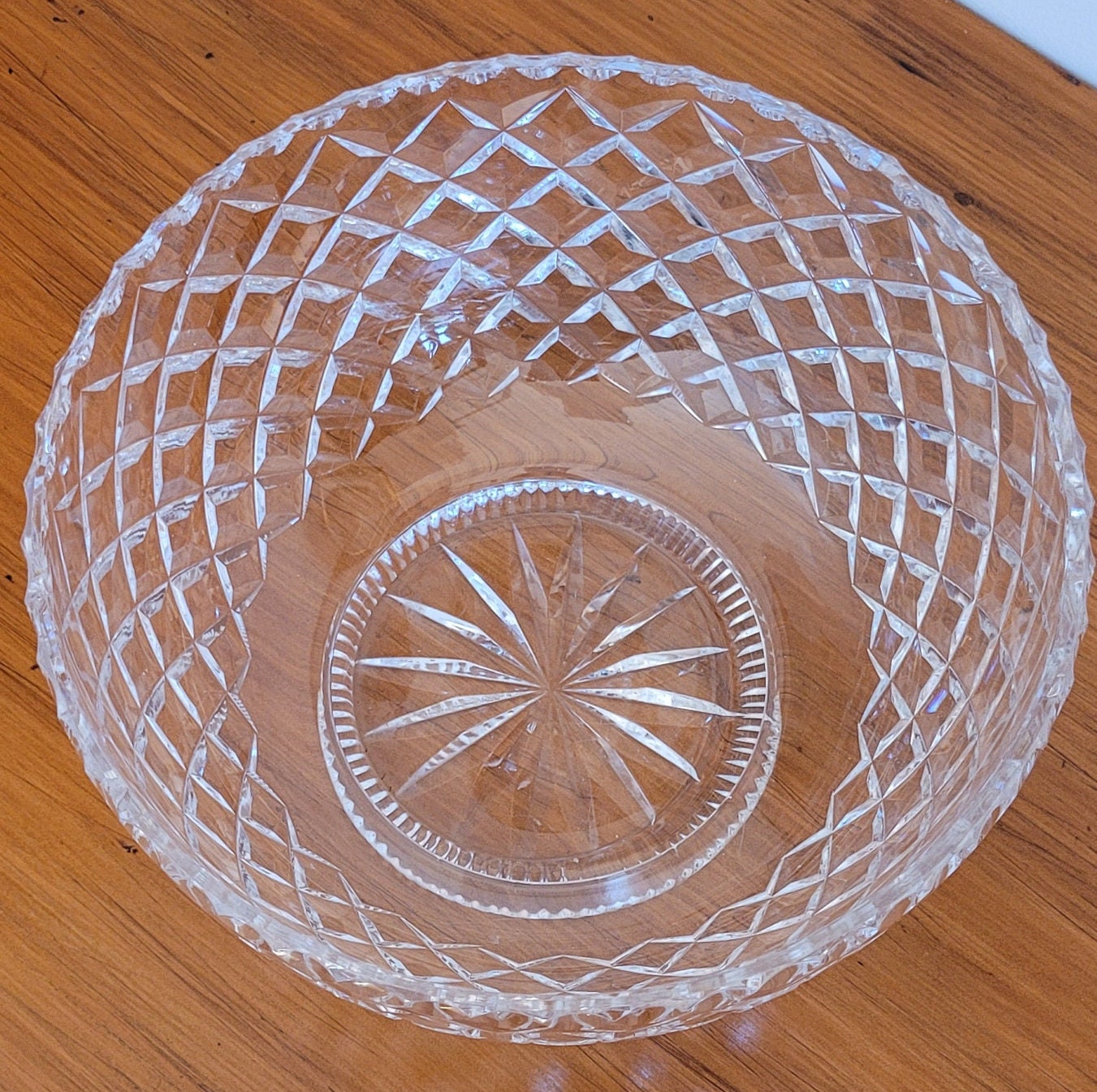 Vintage Diamond Cut Crystal Bowl With Small Base - Etsy