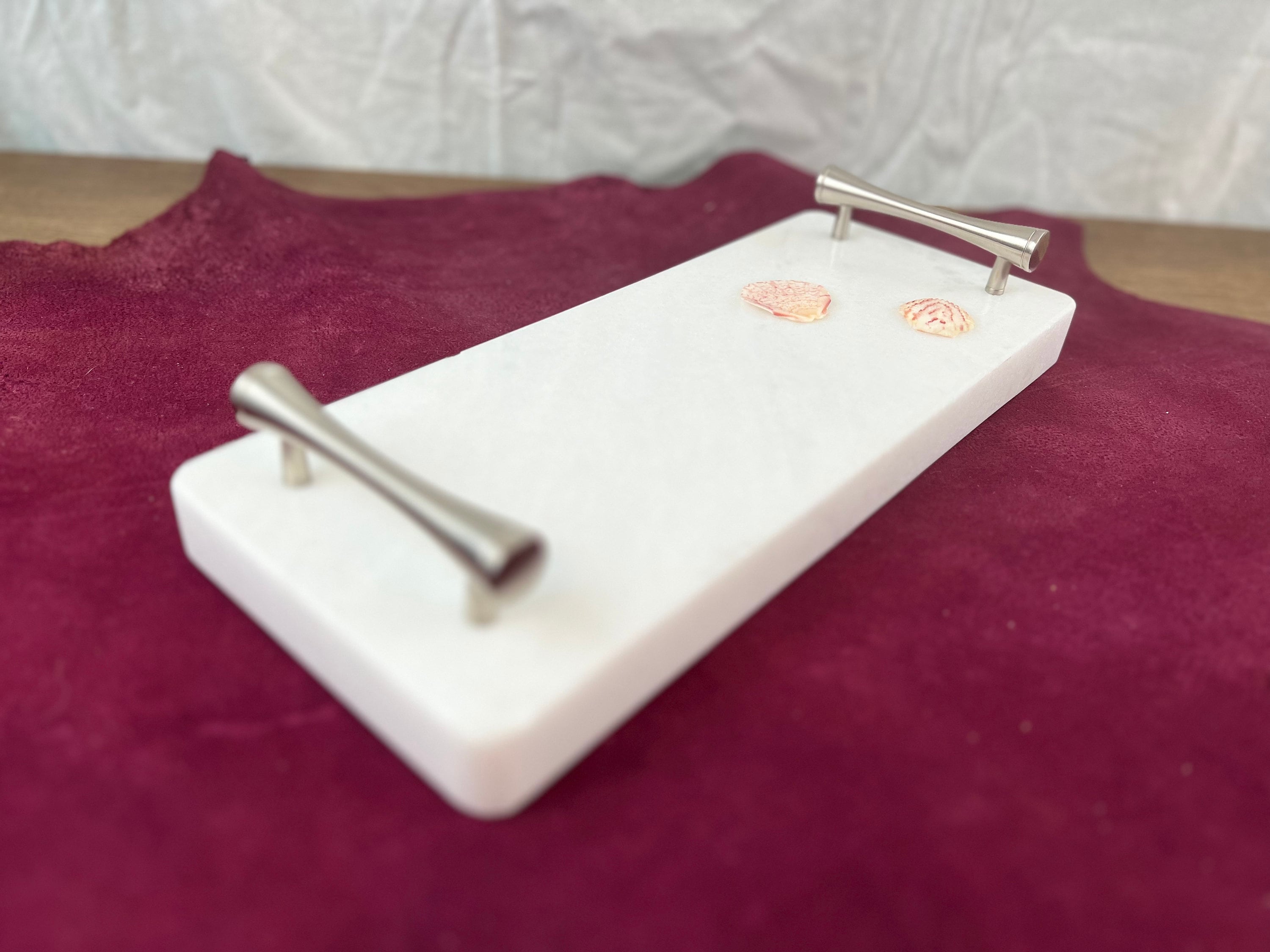 White Marble Display Board Silver Handle - Etsy
