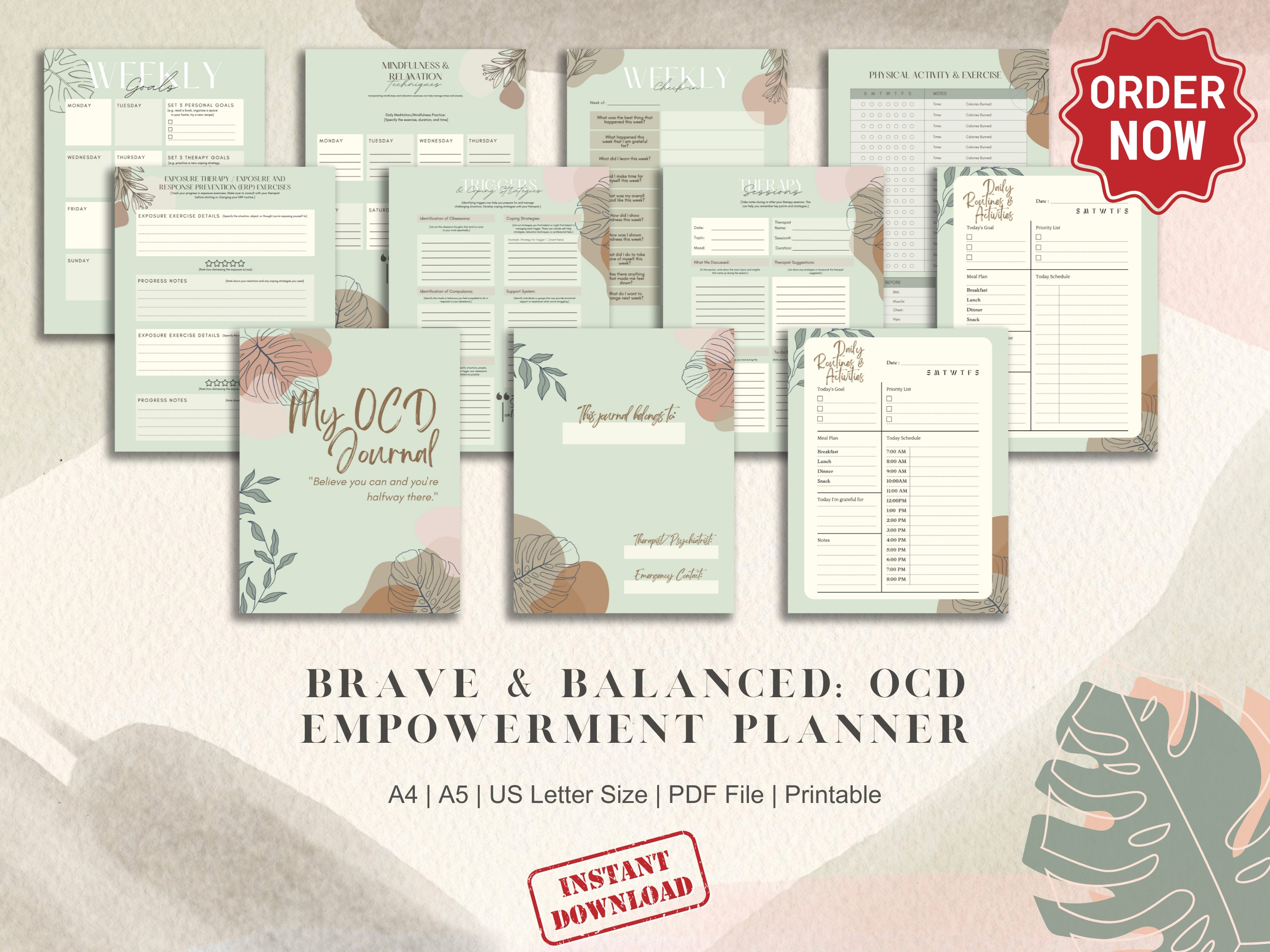 Brave & Balanced:ocd Empowerment Planner OCD Journal Printable ...