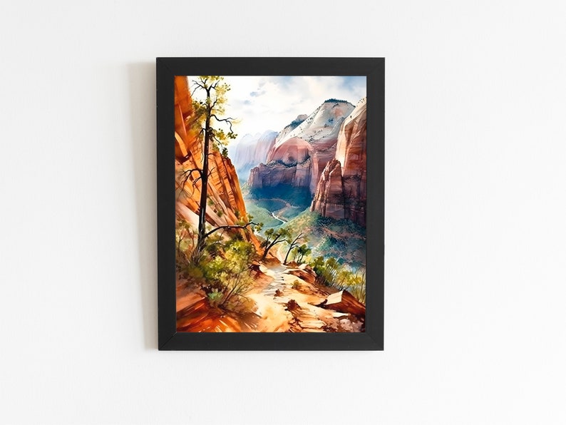 Zion National Park Watercolor Painting, Zion Painting, Landscape ...