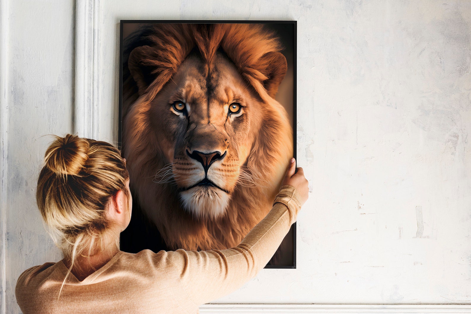 Lion Head Poster, High-quality Lion Head Print, Digital Art Instant ...