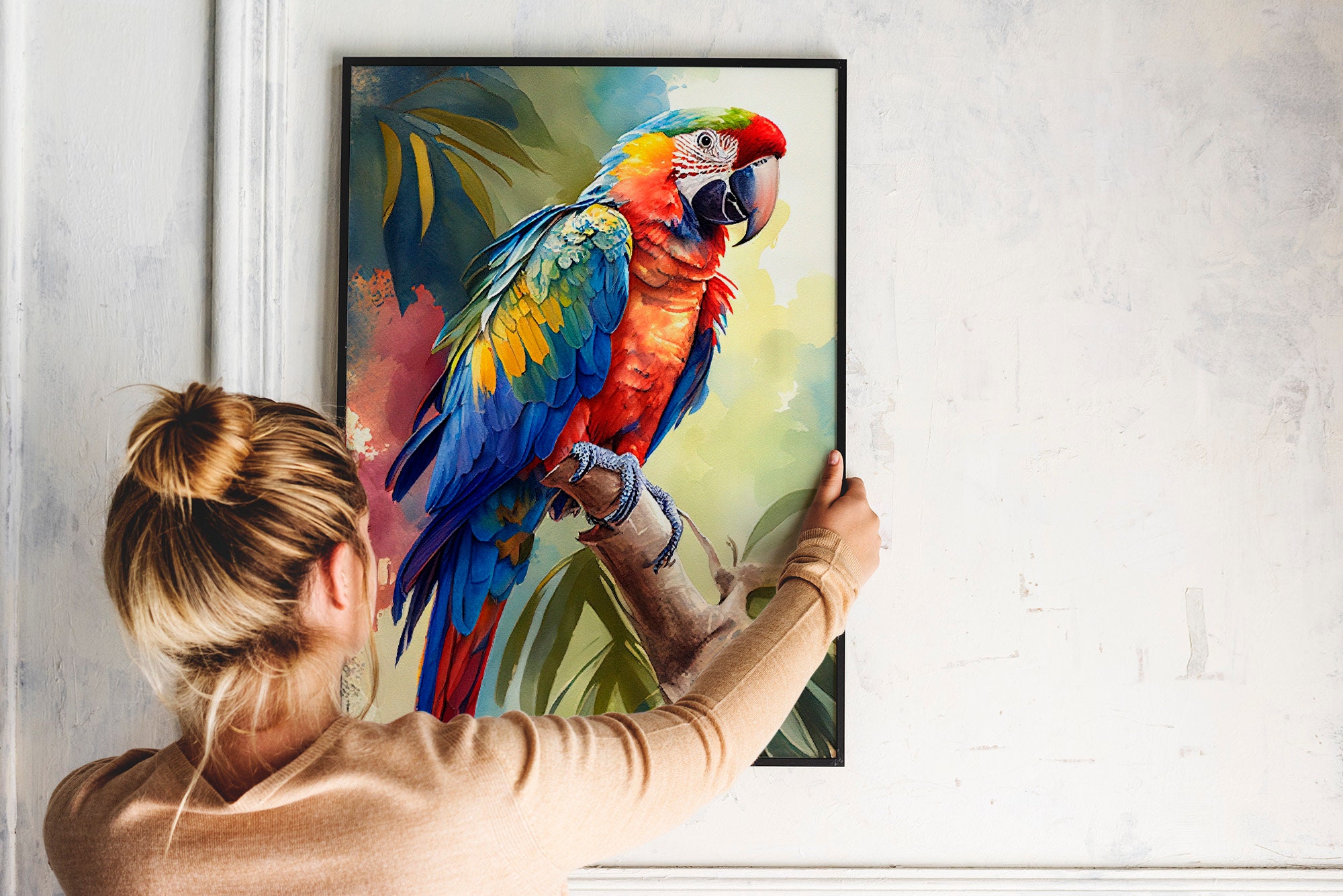 Parrot Watercolor Painting, Wall Art for Home, Parrot Downloadable ...