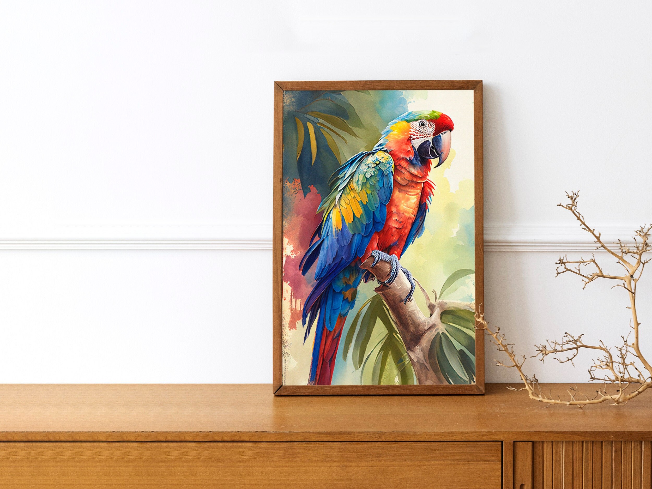 Parrot Watercolor Painting, Wall Art for Home, Parrot Downloadable ...