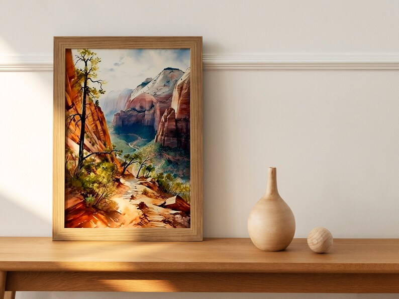 Zion National Park Watercolor Painting, Zion Painting, Landscape ...