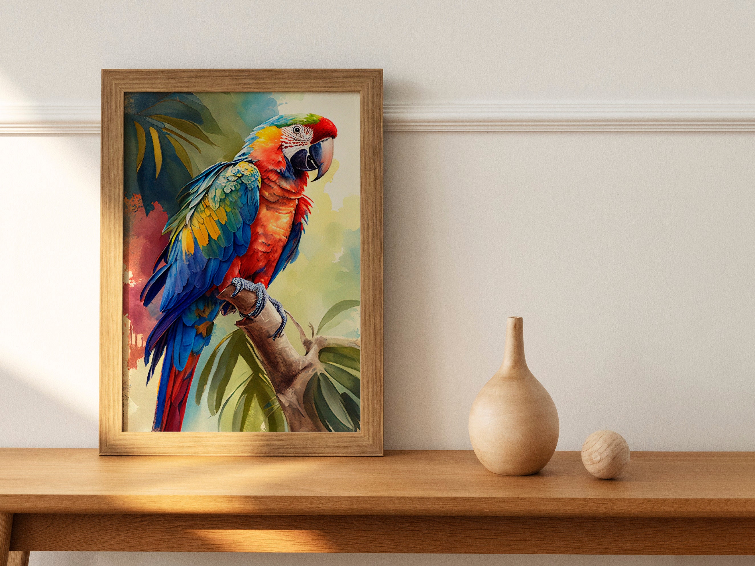 Parrot Watercolor Painting, Wall Art for Home, Parrot Downloadable ...