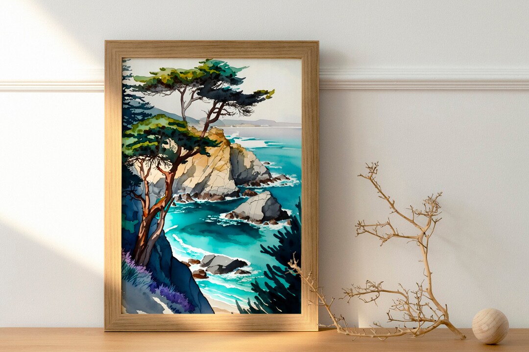 West Coast Watercolor Painting Colorful Ocean Print - Etsy Finland