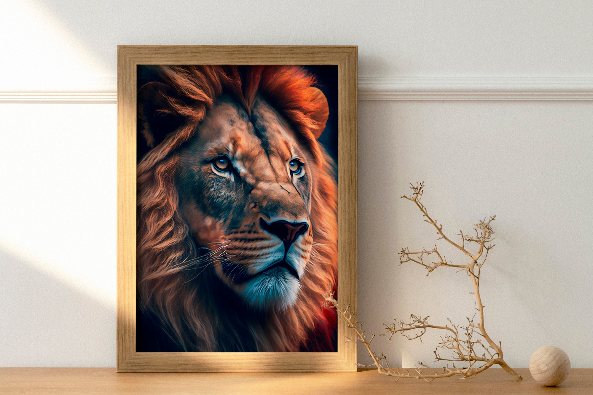 African Lion Poster, Instant Download Artwork, Majestic Lion Mane, High ...