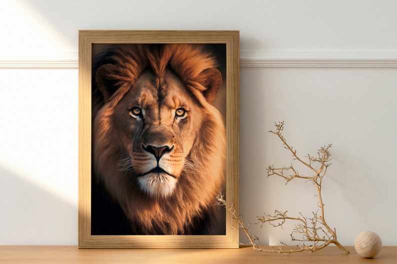 Lion Head Poster, High-quality Lion Head Print, Digital Art Instant ...