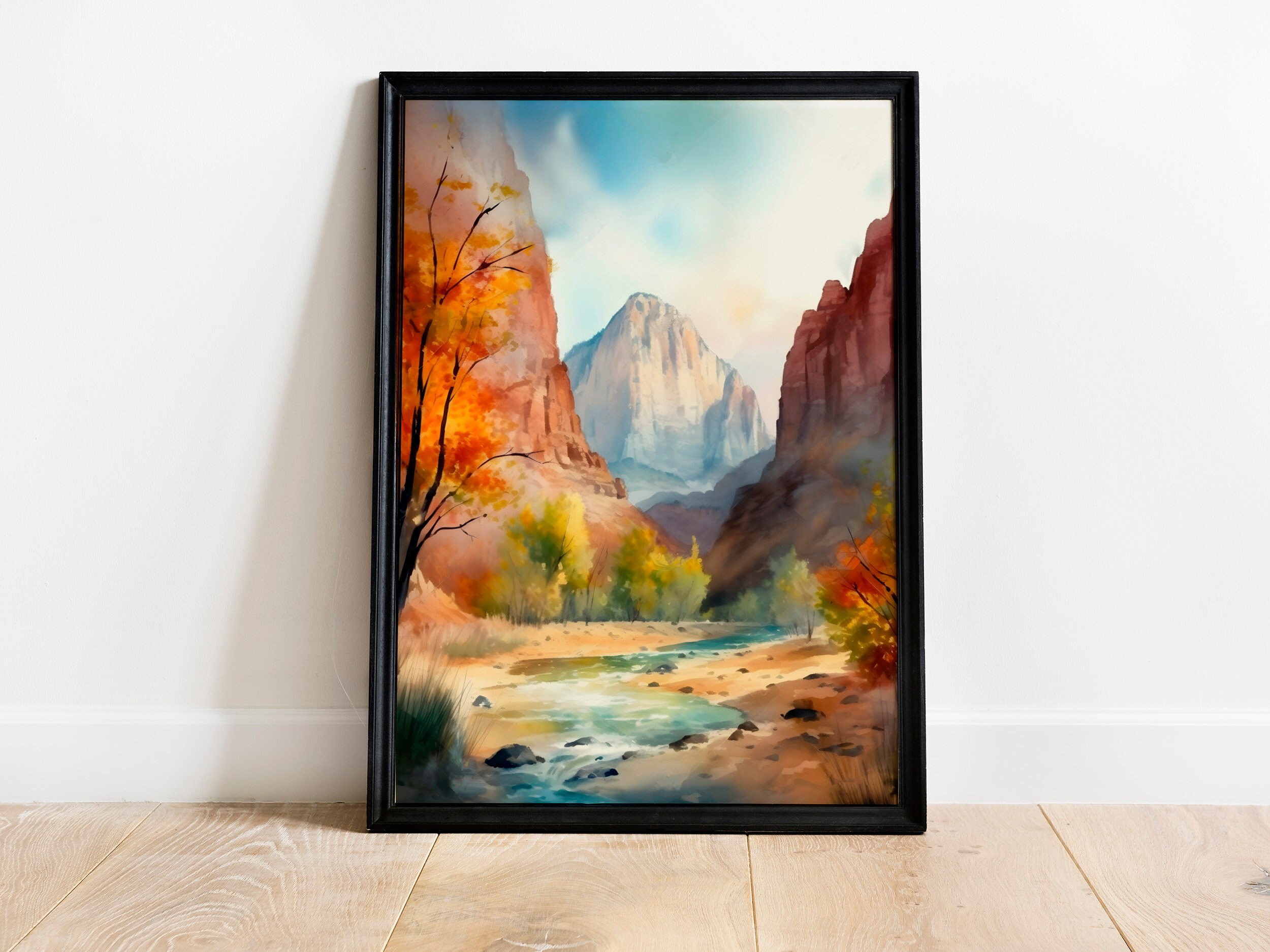 Watercolor Painting Zion National Park, Zion Painting, Landscape ...
