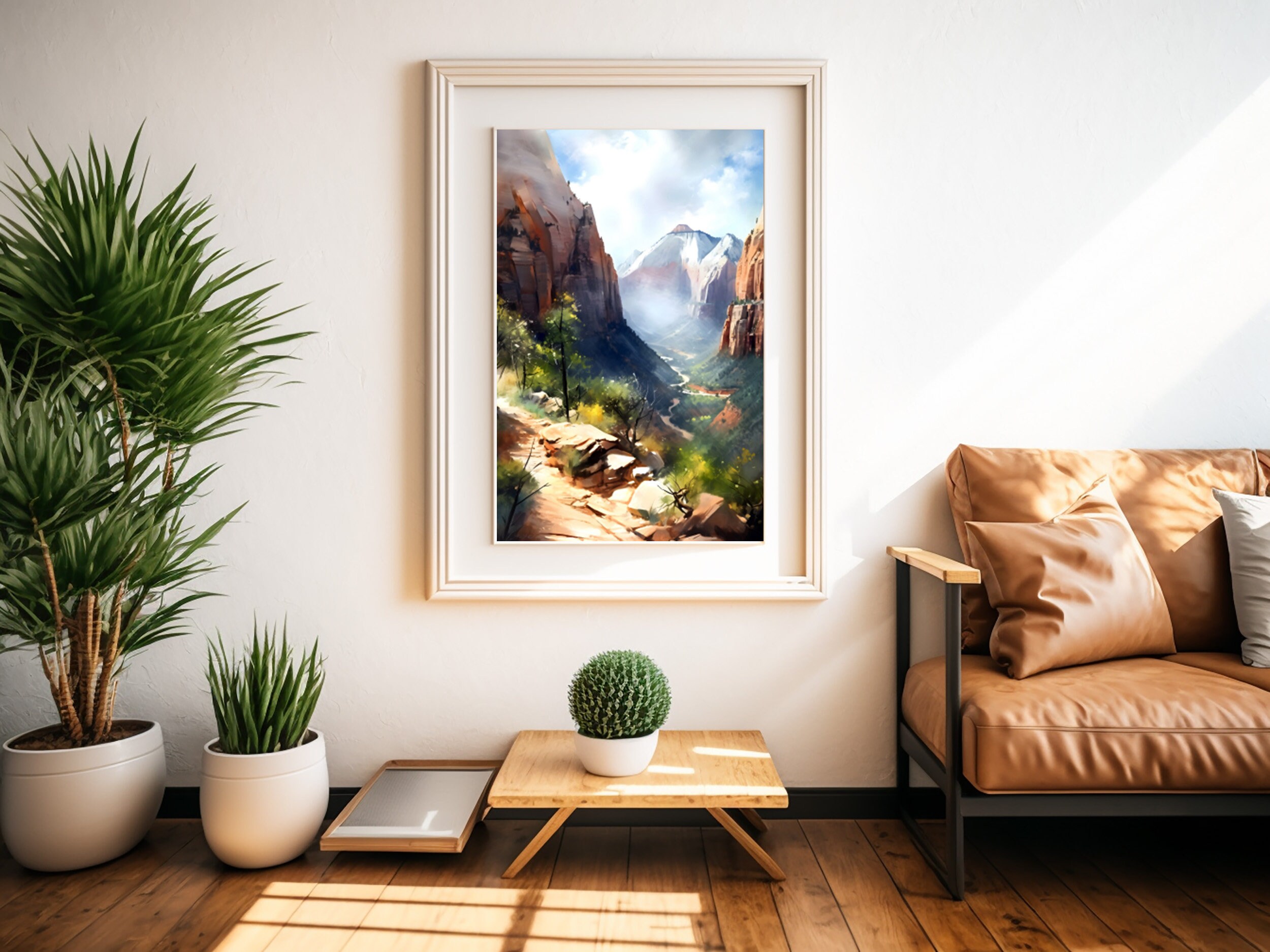 Zion National Park Watercolor Painting, Zion Painting, Landscape ...