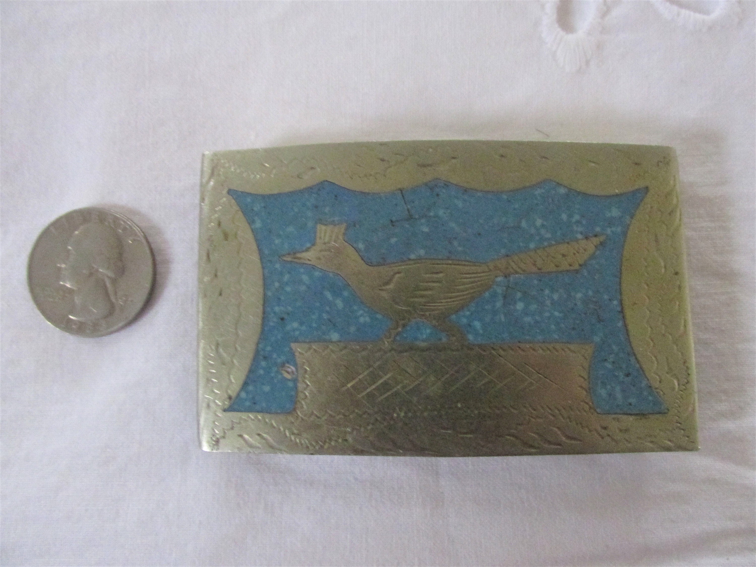 Silver Mexico Turquoise Roadrunner Chip Inlay Bird Image Belt Buckle ...