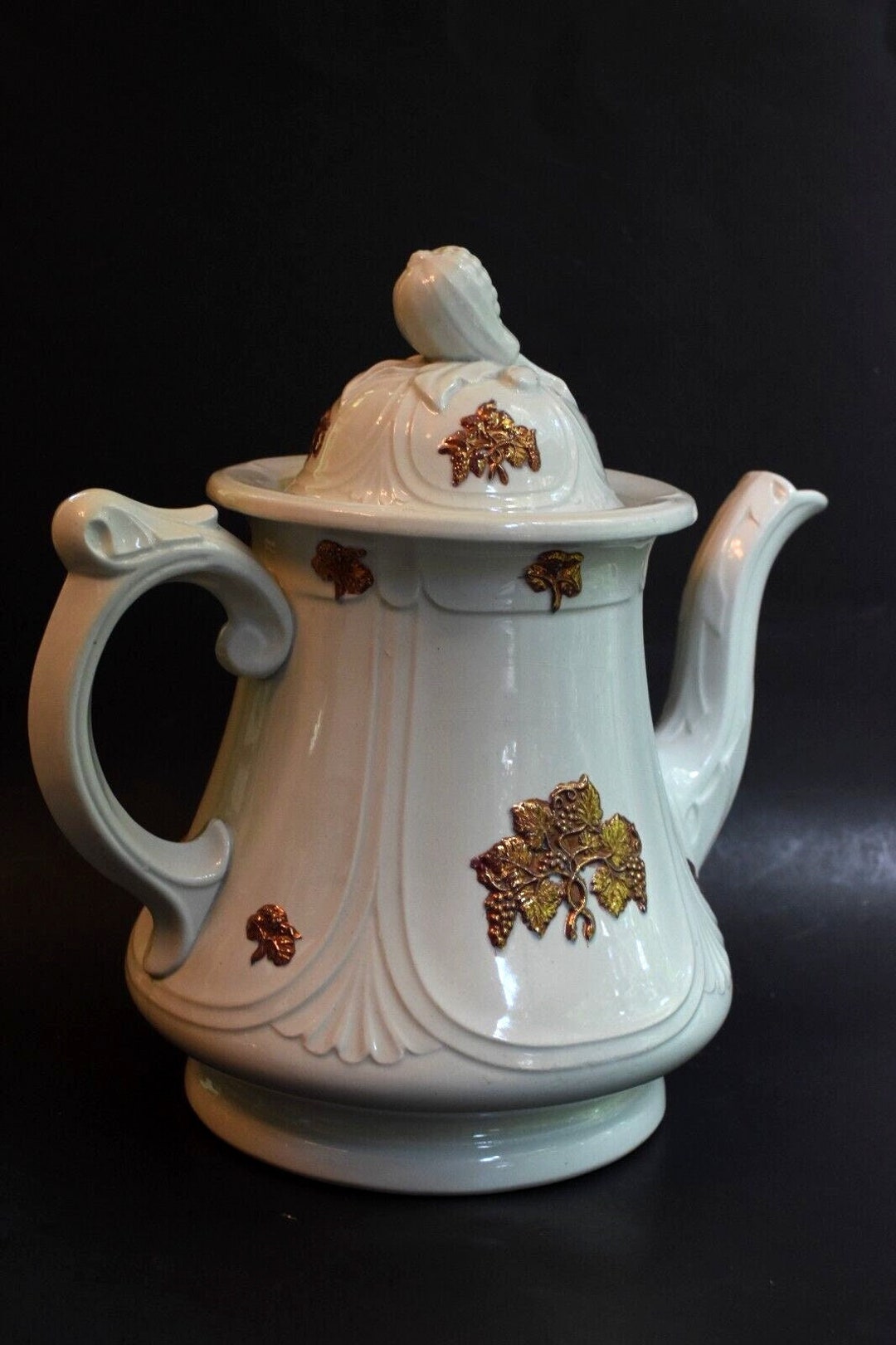 Antique Edward Walley Ironstone & Copper Lustre Niagara Shape Teapot ...
