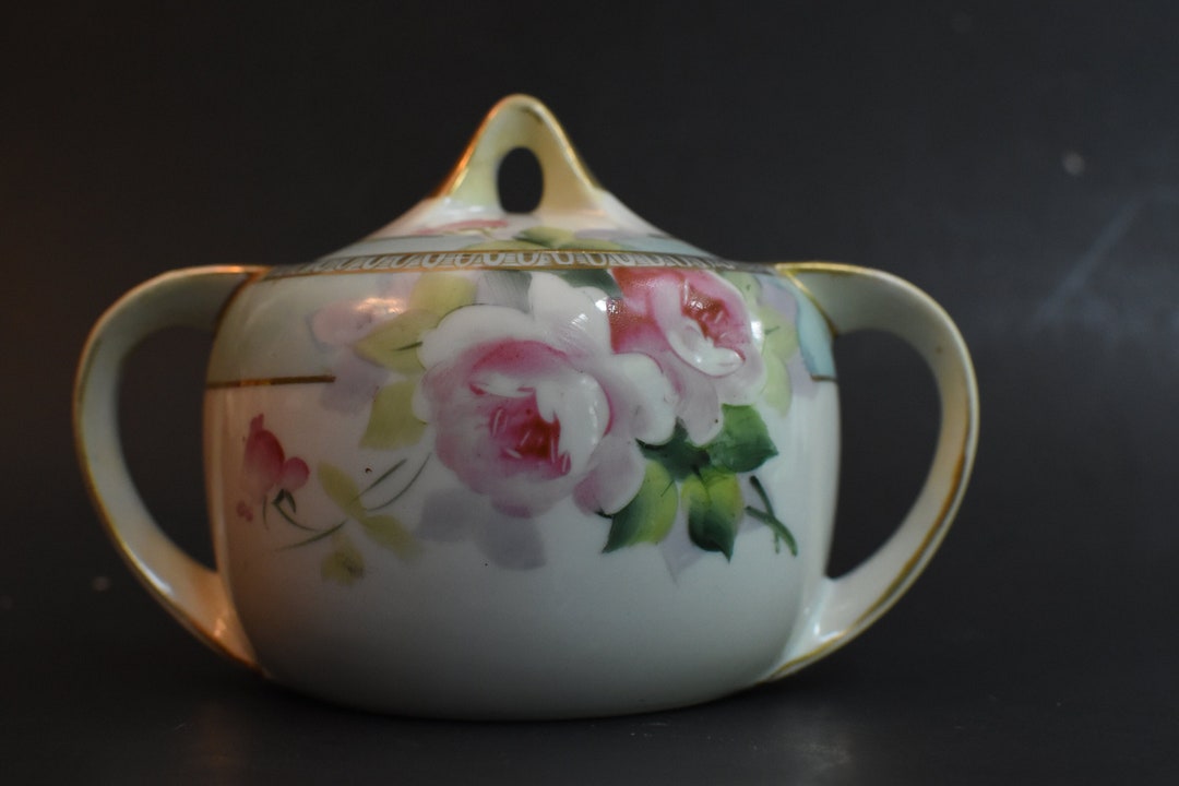 Mid-century Nippon Hand Painted Roses & 22K Gold Sugar Bowl - Etsy