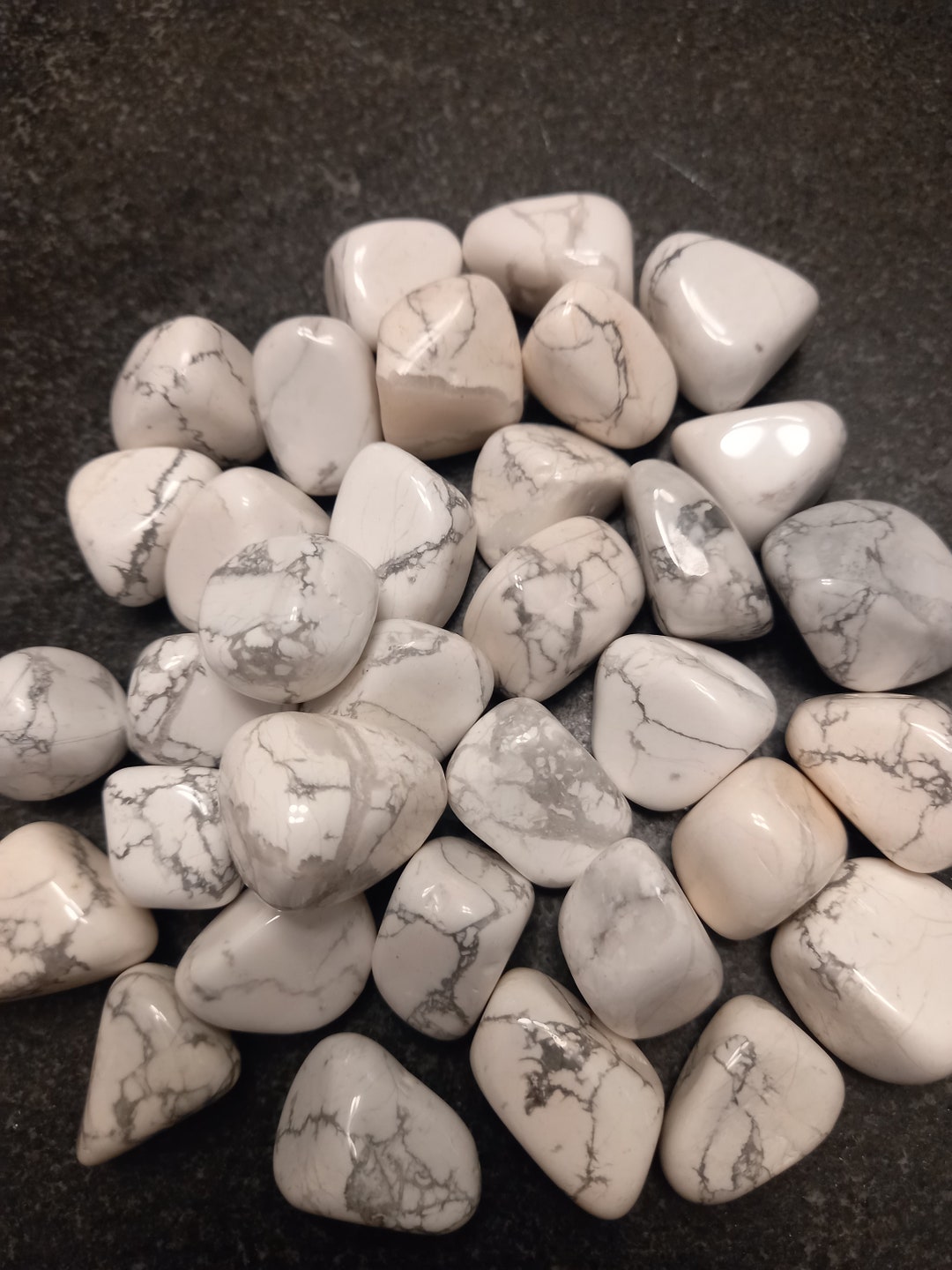 White Howlite Tumbled Stones - Etsy