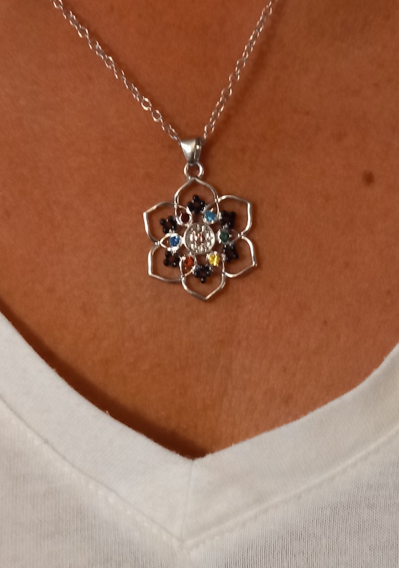 Lotus Flower Chakra Stones Pendant - Etsy