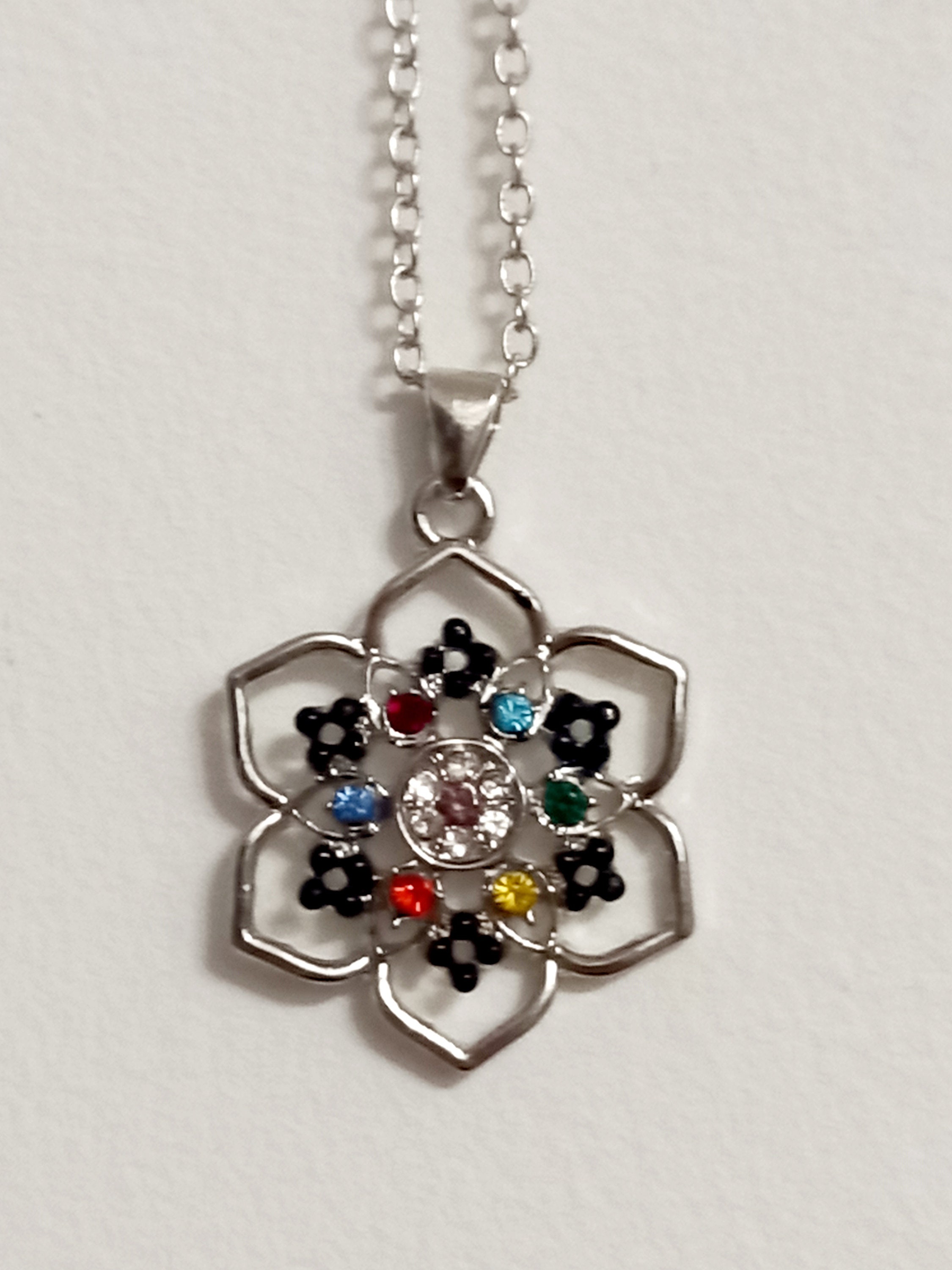 Lotus Flower Chakra Stones Pendant - Etsy