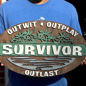 Large Survivor Island Sign - Outwit Outplay Outlast - Home Decor Gift ...