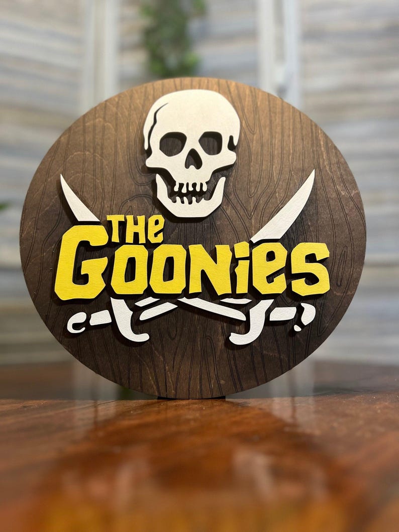 Goonies Woodcut: 80s Movie Home Decor, Swords & Skull Wall Art - Etsy ...