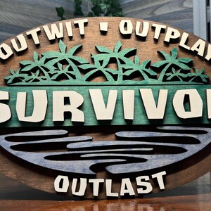 Large Survivor Island Sign - Outwit Outplay Outlast - Home Decor Gift ...