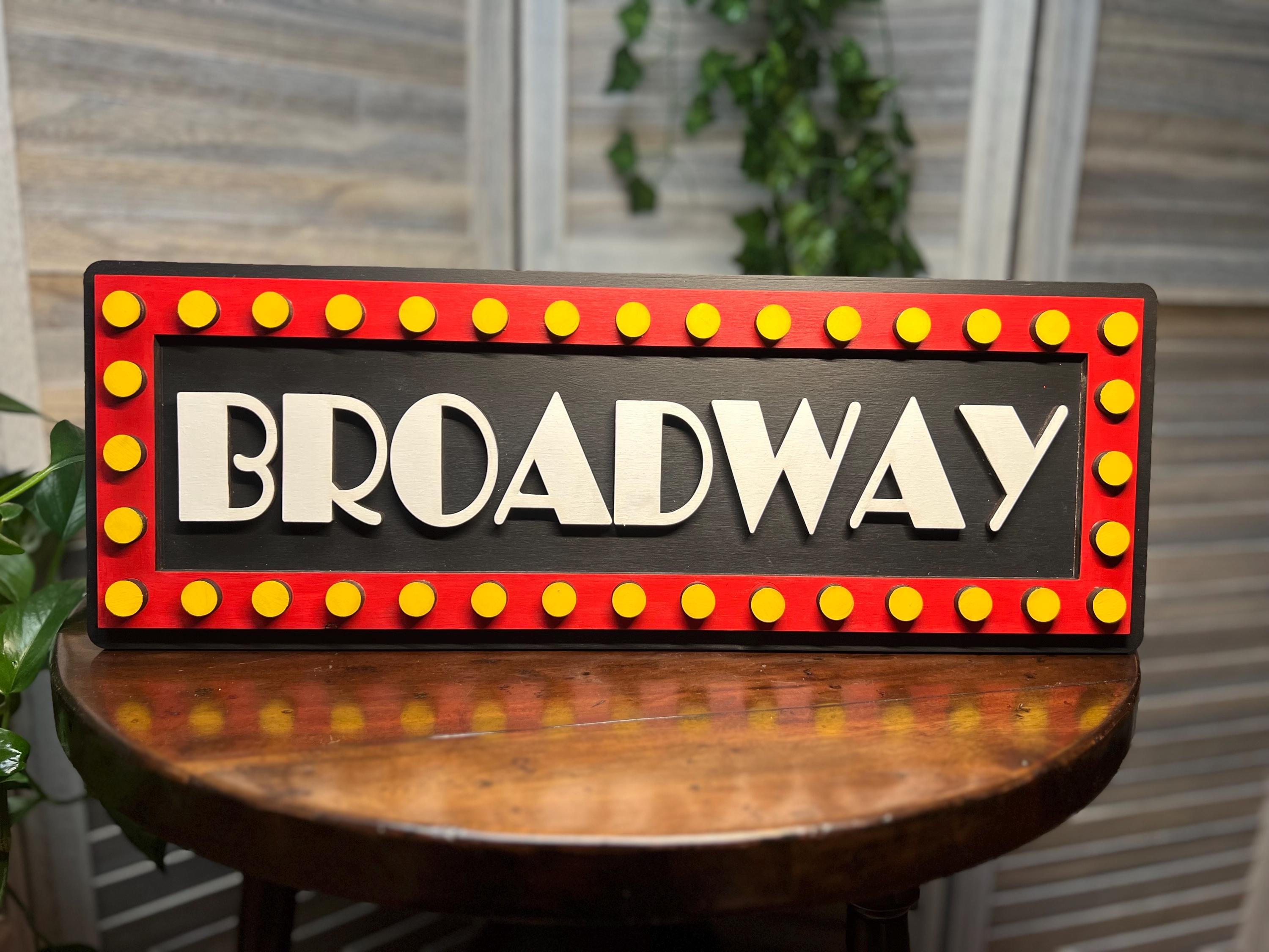Broadway Marquee Sign - 18.5" Handmade Birch Wood Wall Décor for ...