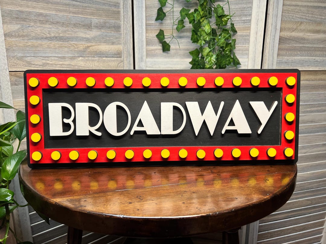Broadway Marquee Sign - 18.5" Handmade Birch Wood Wall Décor for ...