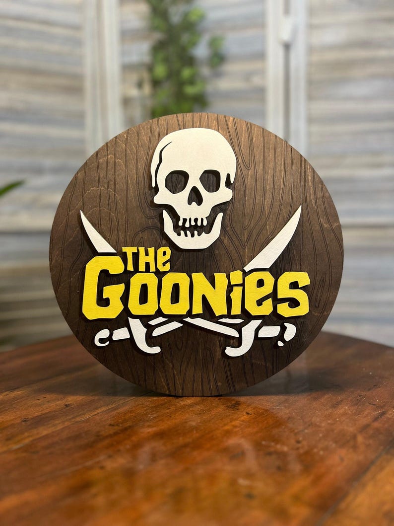 Goonies Woodcut: 80s Movie Home Decor, Swords & Skull Wall Art - Etsy ...