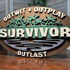 Large Survivor Island Sign - Outwit Outplay Outlast - Home Decor Gift ...