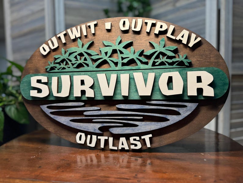 Large Survivor Island Sign - Outwit Outplay Outlast - Home Decor Gift ...