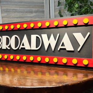 Broadway Marquee Sign - 18.5" Handmade Birch Wood Wall Décor for ...