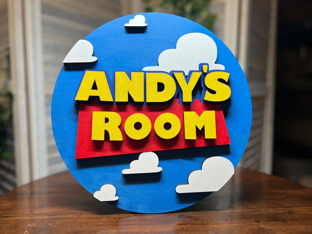 Handcrafted Toy Story Kid's Room Sign Andy Woody and Buzz Lightyear ...