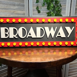 Broadway Marquee Sign - 18.5" Handmade Birch Wood Wall Décor for ...