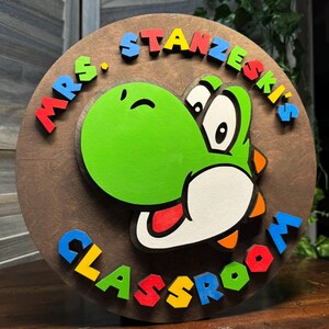 YOSHI Customizable Door Sign for Classroom & Kids' Rooms - Handcrafted ...