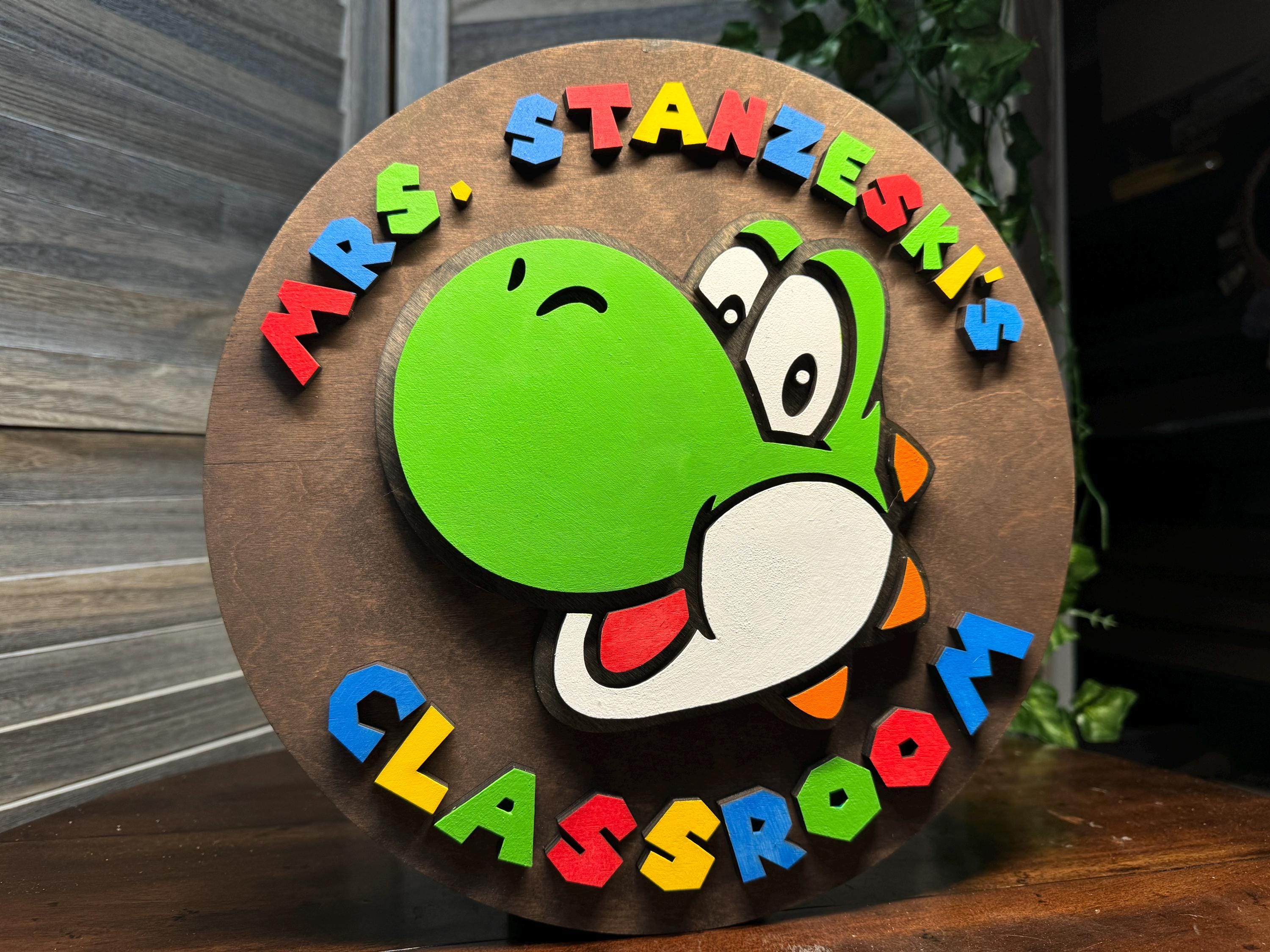YOSHI Customizable Door Sign for Classroom & Kids' Rooms - Handcrafted ...