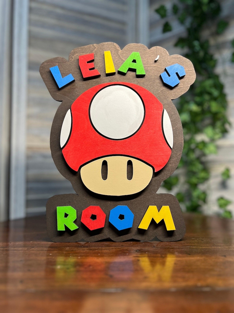 Handcrafted Mario Mushroom Name Sign: Kids Room Decor - Etsy