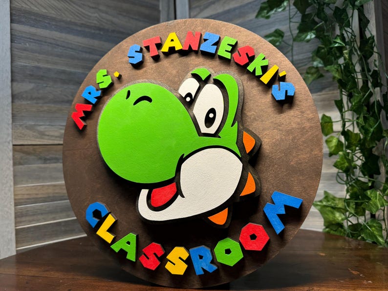 YOSHI Customizable Door Sign for Classroom & Kids' Rooms Handcrafted ...