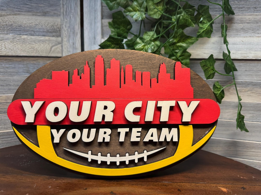 Handcrafted Football Team Sign: City Skyline Plaque Fan Gift - Etsy