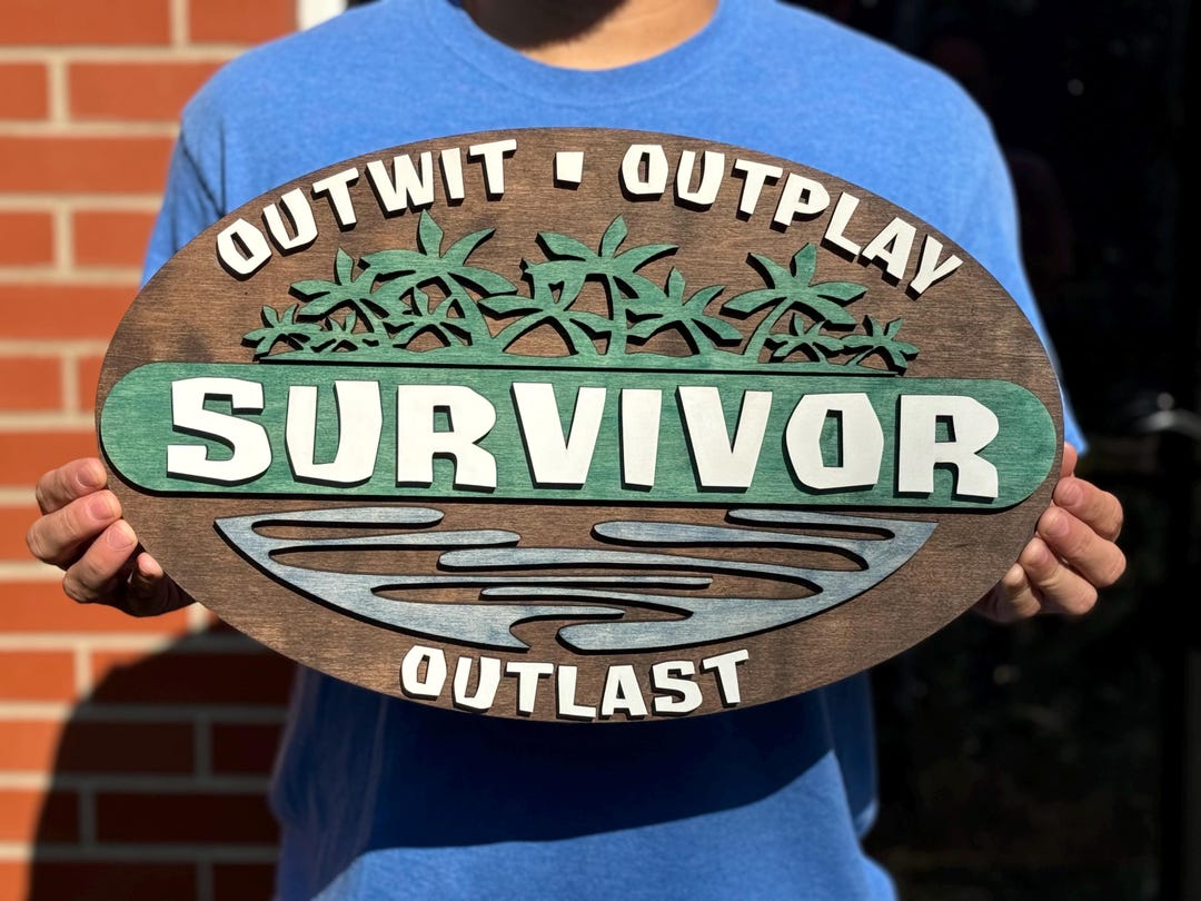 Large Survivor Island Sign - Outwit Outplay Outlast - Home Decor Gift ...