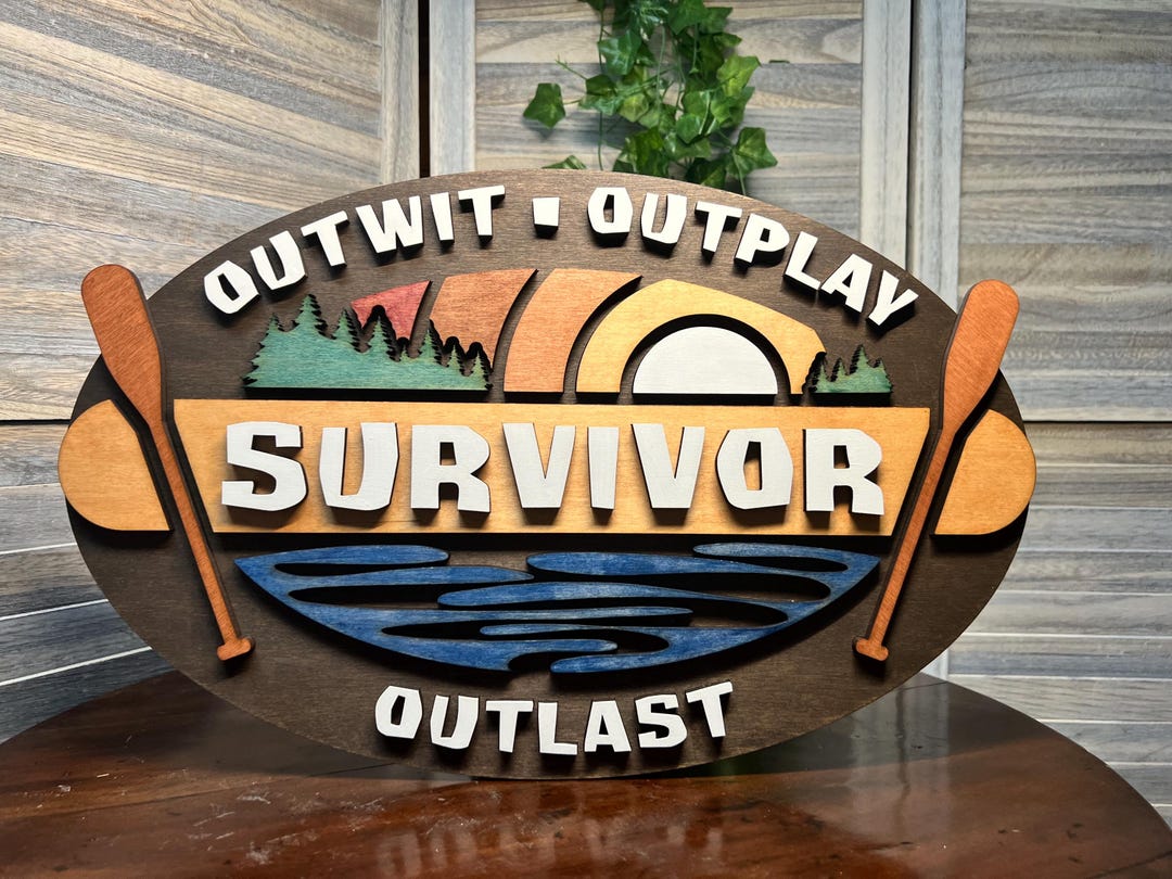 Large Survivor Sunset Sign Outwit Outplay Outlast Home Decor Gift for ...