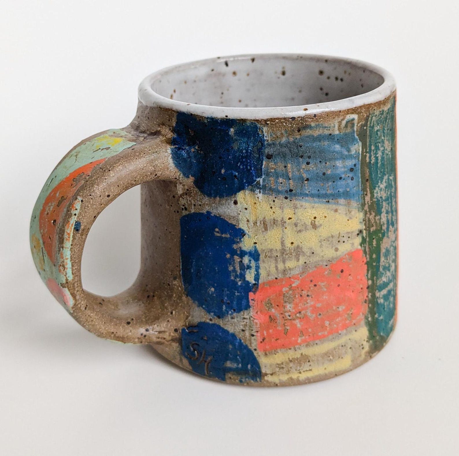 Colorful Abstract Artisan Pottery Mug Medium - Etsy