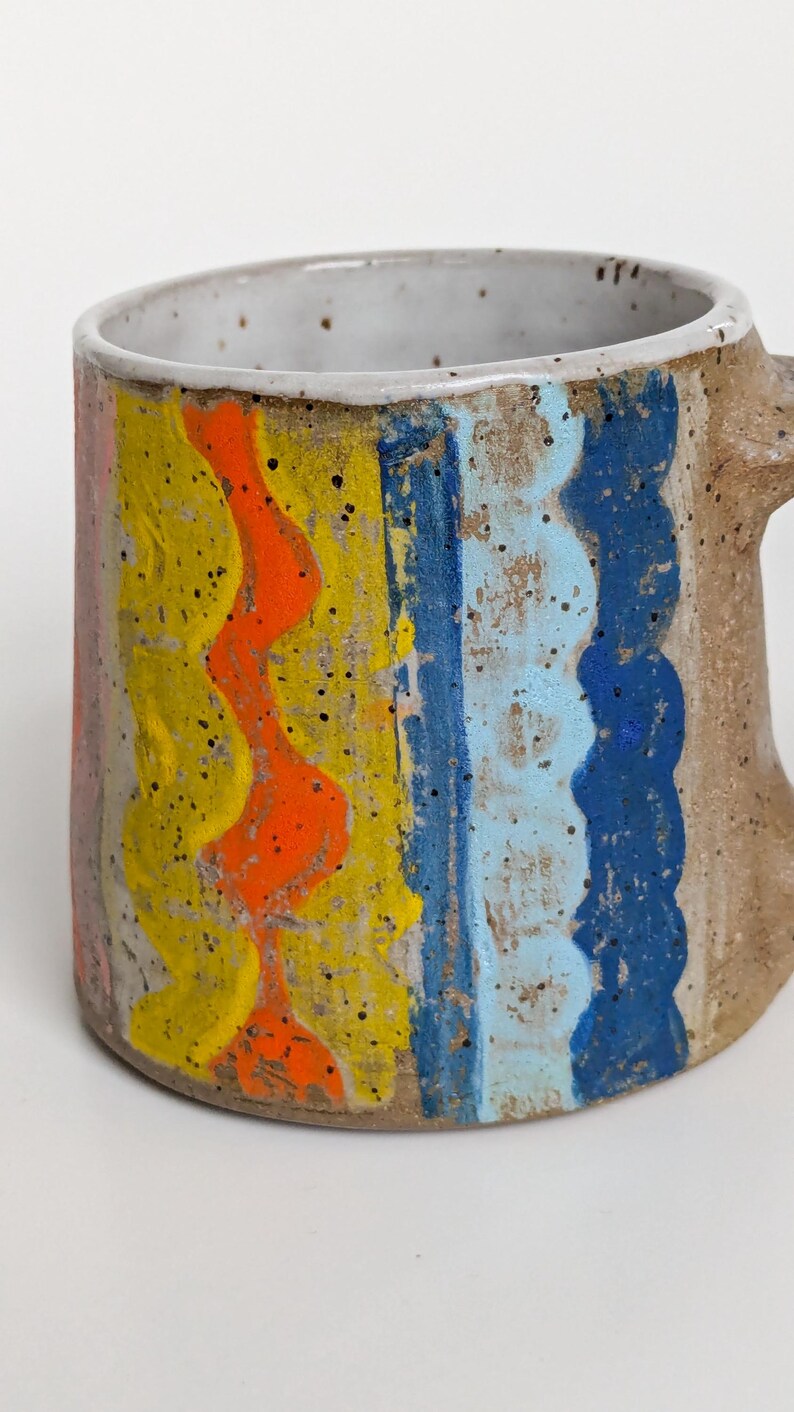 Colorful Abstract Artisan Pottery Mug Medium - Etsy
