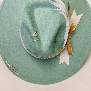 Elegant Mint Hand-decorated Wide Brim Hat L/XL - Etsy