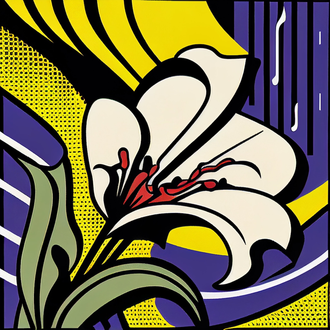 Lily Flower Pop Art Digital Print - Lichtenstein Style - Etsy