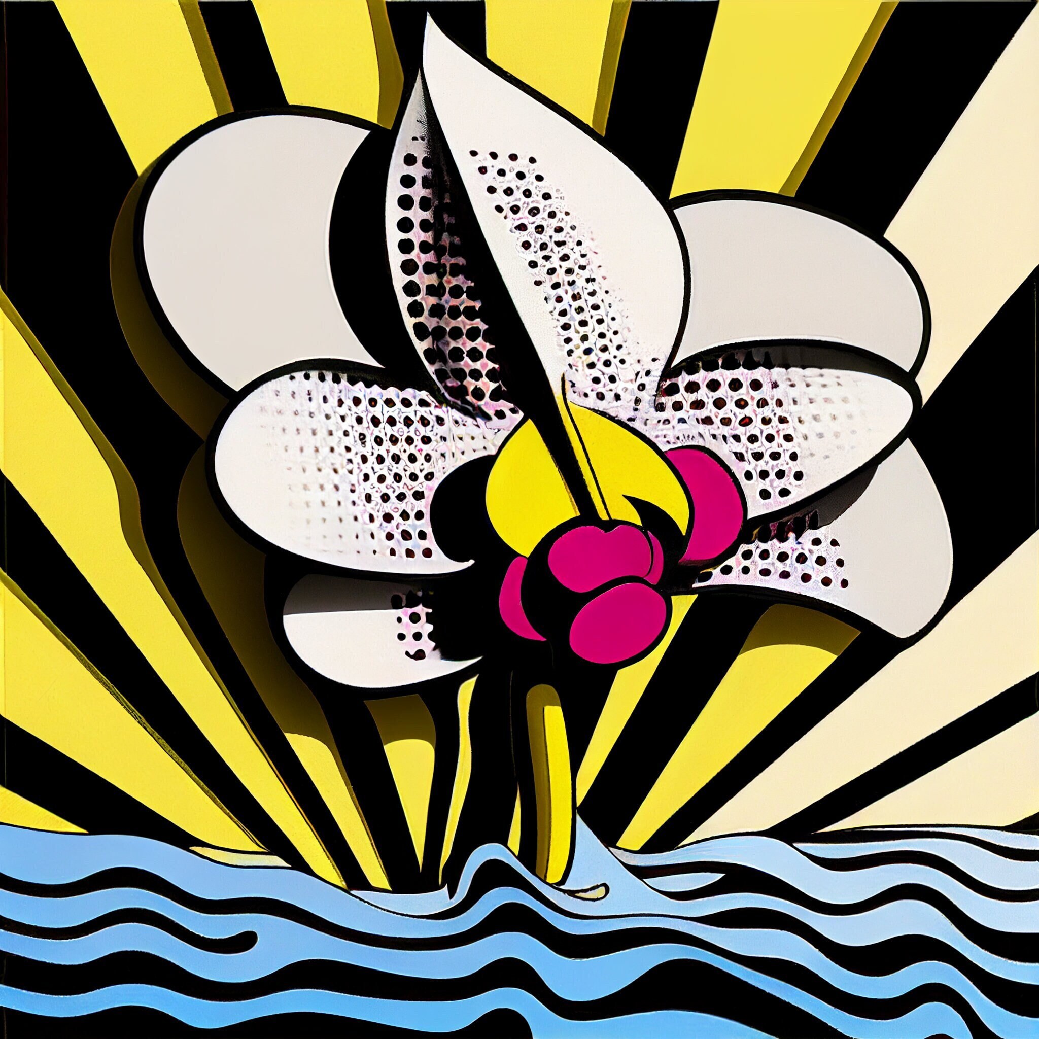 Orchid Flower Pop Art Digital Print - Lichtenstein Style - Etsy
