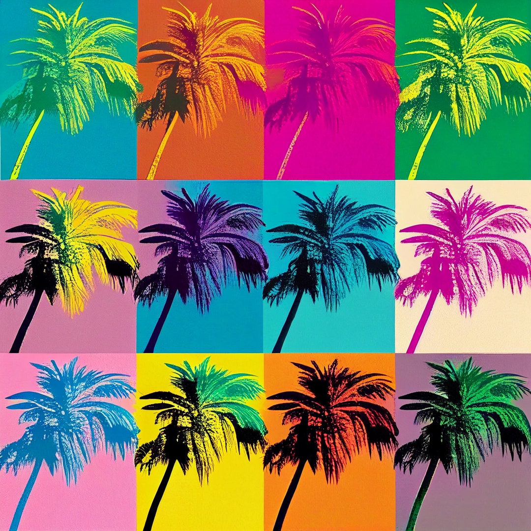Pop Art Palm Tree - Digital Art Print in the Style of Andy Warhol - Etsy