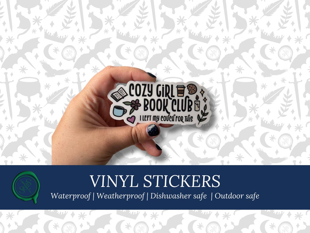 Cozy Girl Book Club Sticker | Book Club Decals | Funny Book Stickers ...